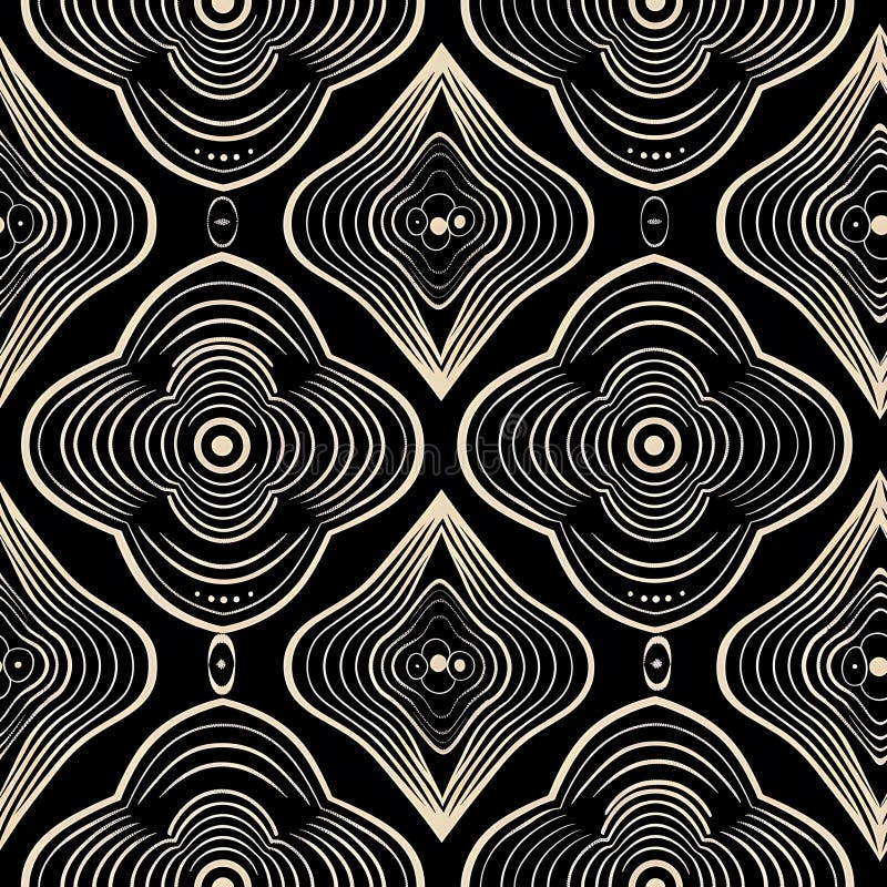 Black and Tan Vintage Spinning Wind Ornament Seamless Pattern Stock ...