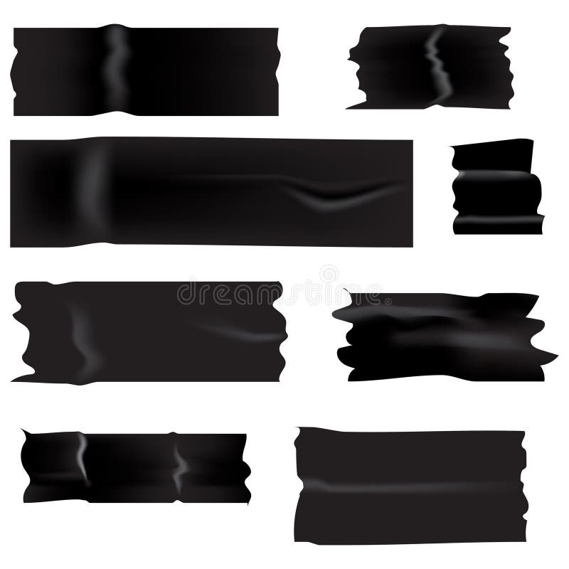 Black Tape Shapes. Adhesive Strip Illustration. Wrinkled Vector Texture ...