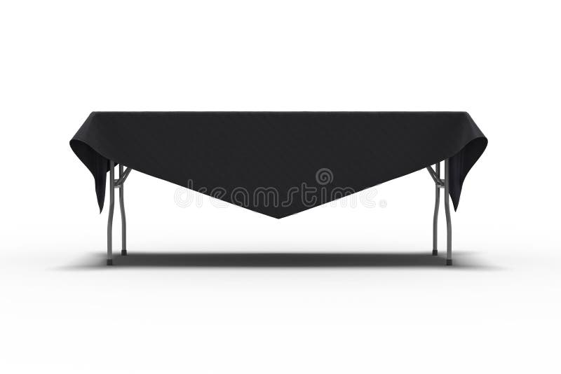 Black Tapered Table Cloth Draped Over a Folding Trestle Table. Front ...
