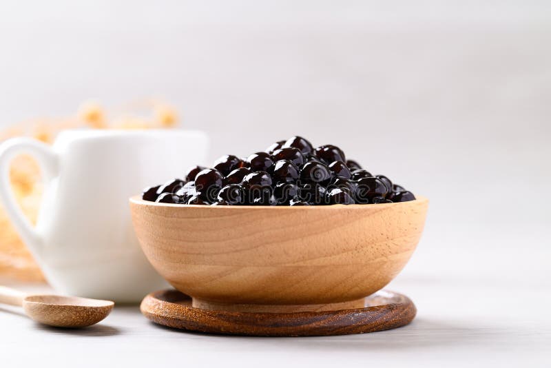 Black Tapioca Pearls or Boba, Ingredient in Bubble Tea Stock Photo ...