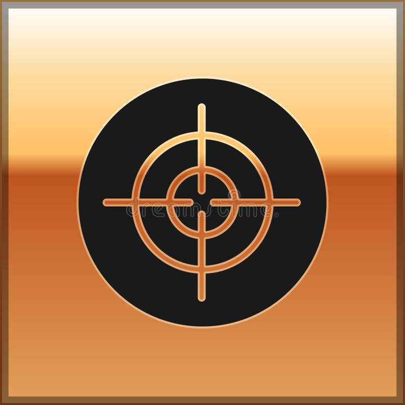 Black Target Sport Icon Isolated on Gold Background. Clean Target with ... Black Target Sport Icon Isolated on Gold Background. Clean Target with ...