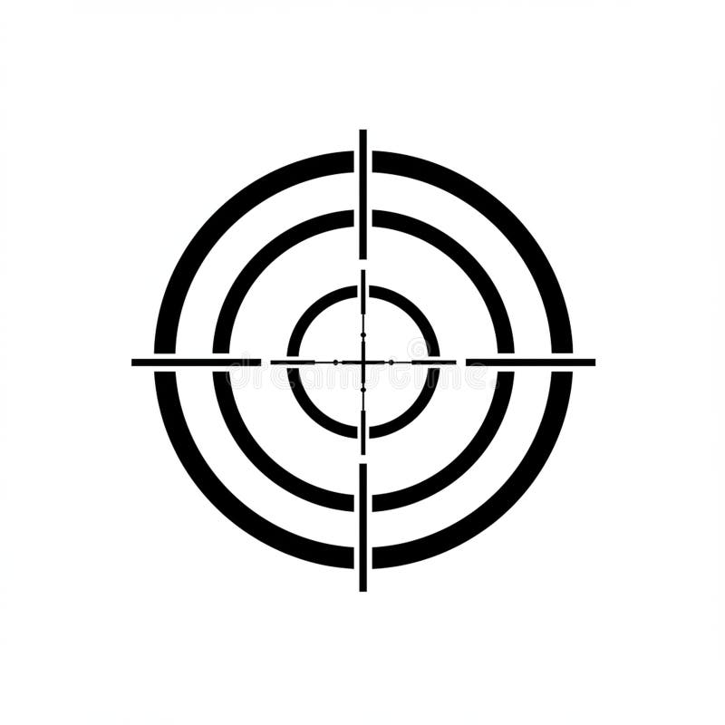 Black Target Symbol with Concentric Circles and Intersecting Lines on a ...