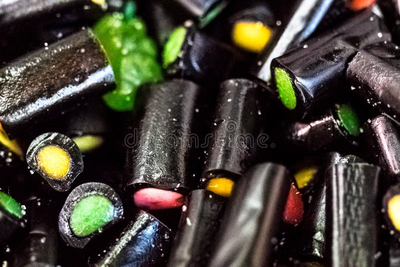 Black Tasty Pile of Gummy Sweets Stock Image - Image of food, closeup ...