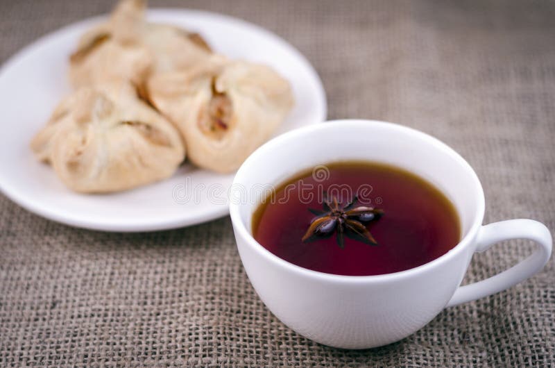 Black Tea with Anise and Pastries Stock Image - Image of apples, anise ...
