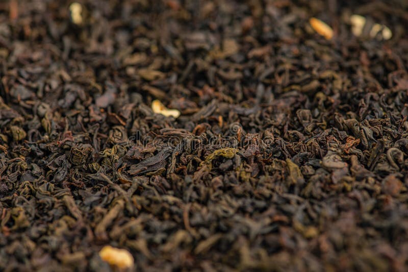 Black Tea with Bergamot Macro Photo As Background. Thin Focus Line ...