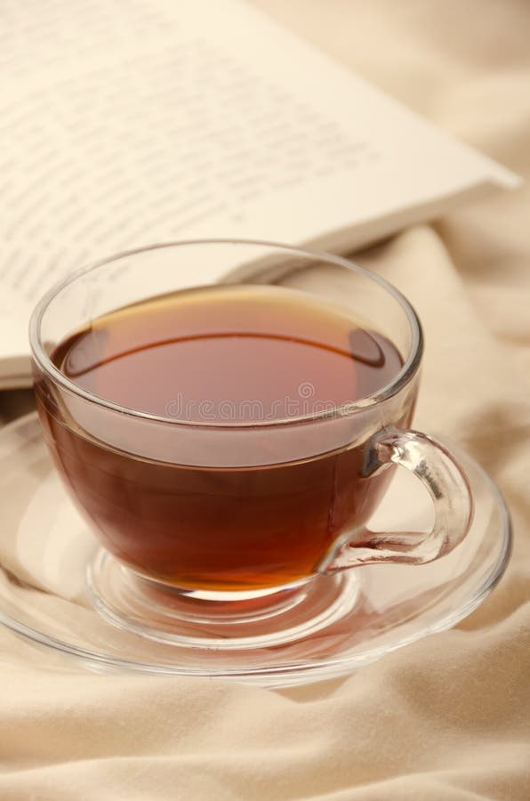 Black Tea and Book. Relaxing Atmosphere. Stock Image - Image of spoon ...
