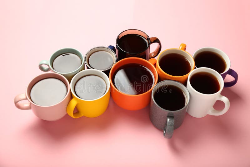 Black Tea Coffee in Bright Cups, Office Break, Team Building Stock ...