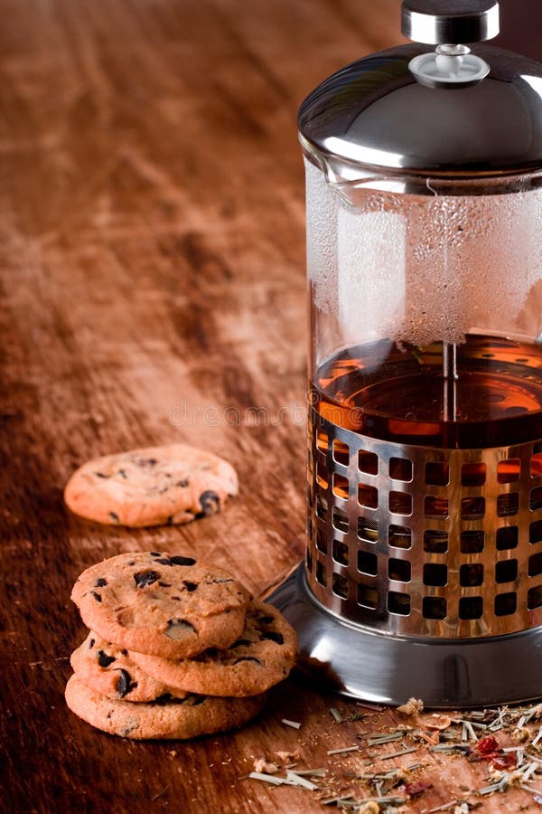 Black Tea and Fresh Baked Cookies Stock Image - Image of bake, beverage ...