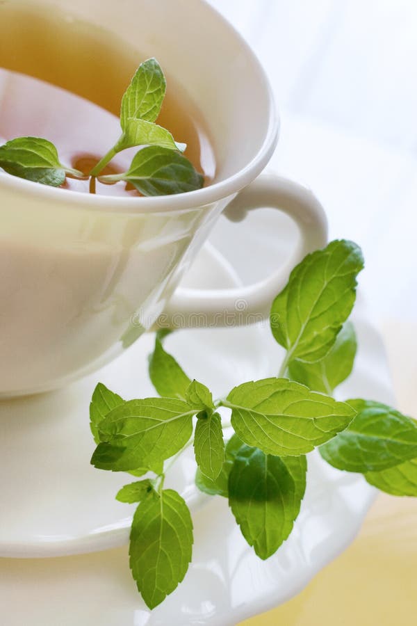 Black Tea with a Fresh Lemon and Mint Stock Photo - Image of food ...