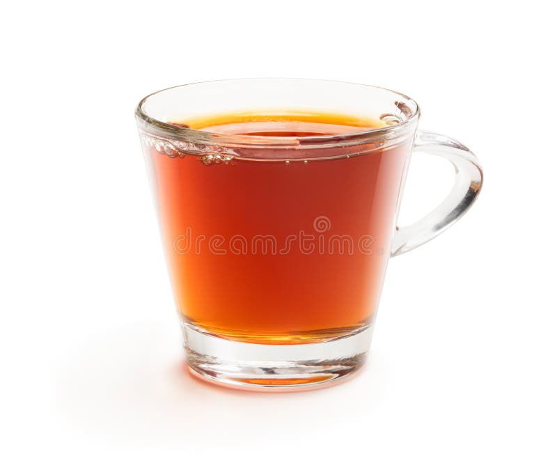 Black Tea in Glass Cup Isolated on White Stock Photo - Image of ...