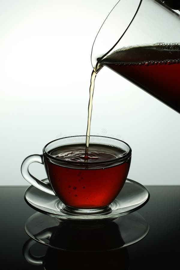 Black tea in a glass cup stock photo. Image of glass - 182570140