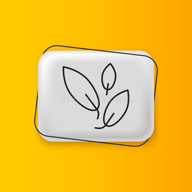 Black Tea Leaf Icon Isolated on Yellow Background. Tea Leaves. Silver ...