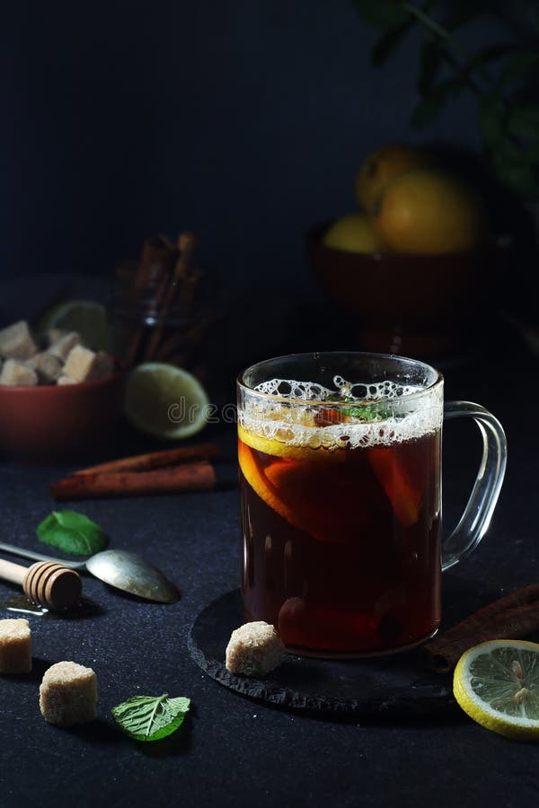 Black Tea with Lemon and Honey Stock Image - Image of black, beverage ...