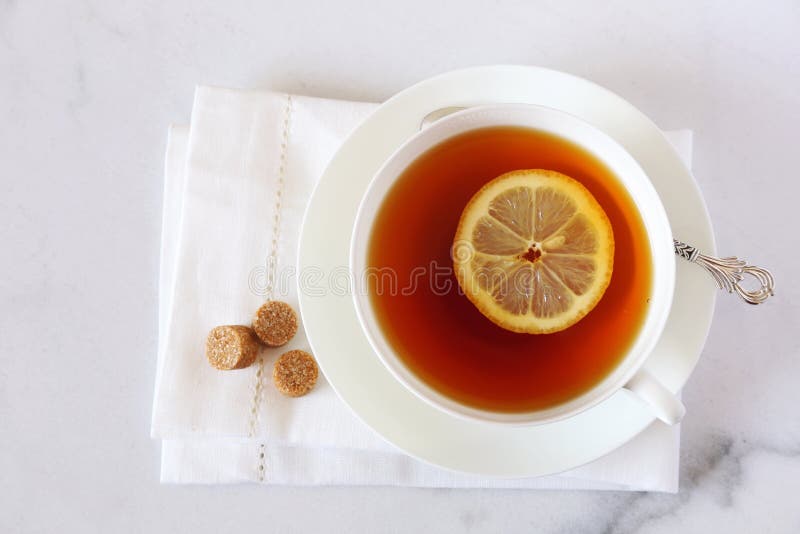 Black Tea with Lemon in China Cup Stock Photo - Image of energy, lemon ...