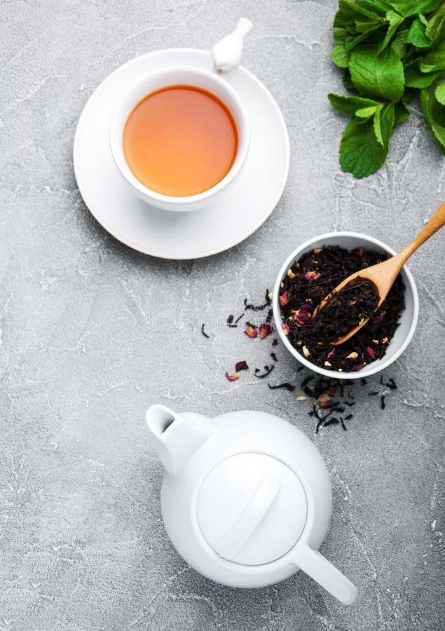 Black tea with mint stock image. Image of organic, healthy - 115121455