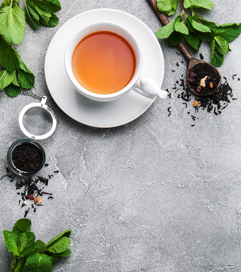 Black tea with mint stock image. Image of organic, healthy - 115121455