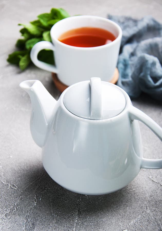 Black tea with mint stock image. Image of organic, healthy - 115121455