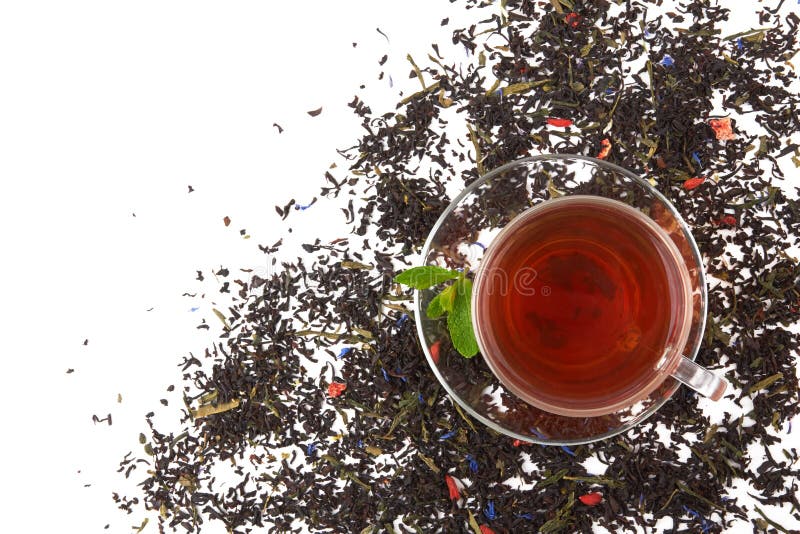 Black tea with mint stock photo. Image of caffeine, glass - 265833374