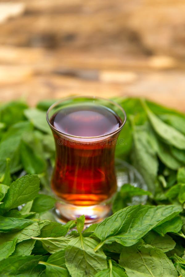 Black tea on mint leafs stock image. Image of healty - 63795979