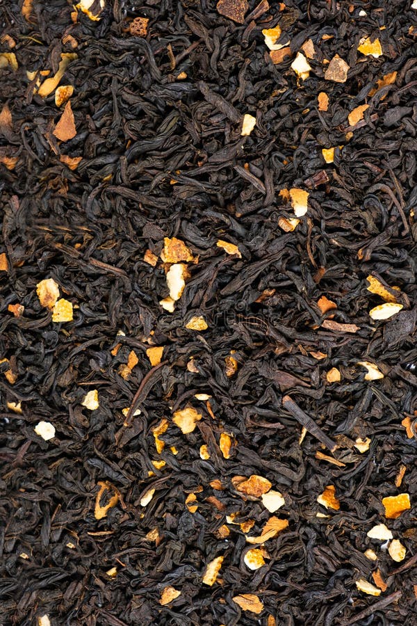 Black Tea with Orange Peel and Cinnamon Close-up Top View Stock Image ...
