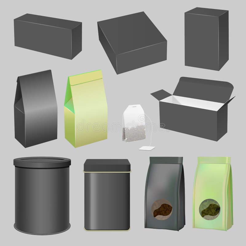 Tea Packaging Realistic Mockup Set, Vector Illustration Stock Vector ...