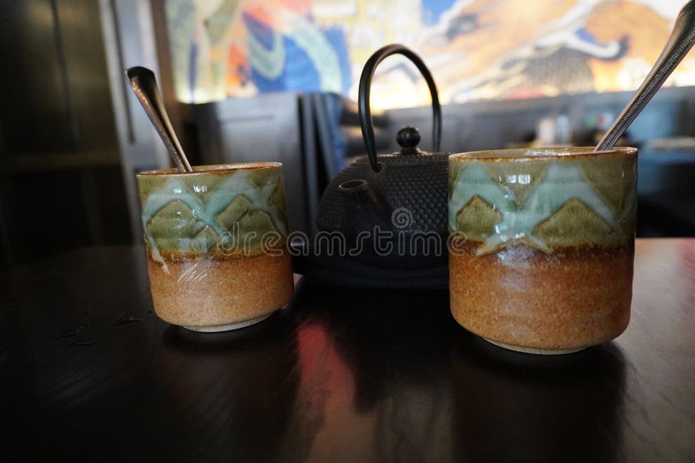 Tea pot with two cups stock photo. Image of keto, lemon - 305603904