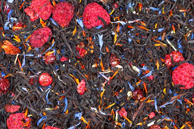 Black tea with raspberry stock image. Image of dried - 29454747