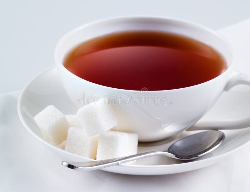 Black tea with sugar cubes stock photo. Image of morning - 39421772