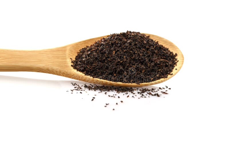 Black Tea in a Wooden Spoon. Large Leaf Tea Stock Photo - Image of herb ...