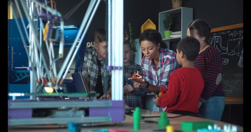 Teacher and Kids Exploring 3d Modeling Stock Photo - Image of children ...