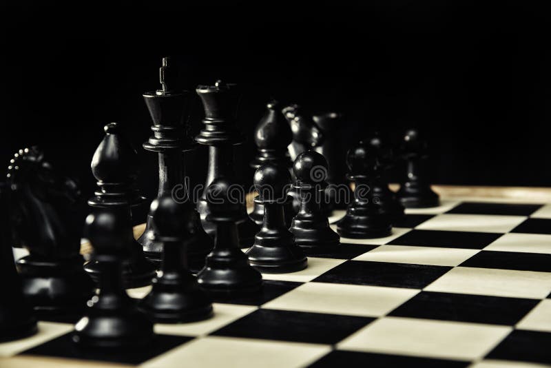 Black Team of the Chess on Game Board Stock Image - Image of hobby ...
