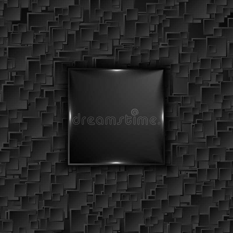 Black Tech Square with Glowing Lights Abstract Background Stock Vector ...
