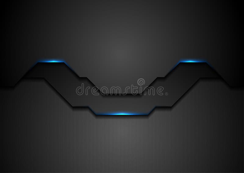 Black Technology Background with Blue Neon Light Stock Vector ...