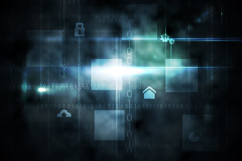 Black Technology Interface with Glow Stock Illustration - Illustration ...