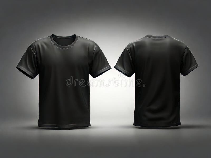 Black Tee-shirts Front and Back View Stock Illustration - Illustration ...