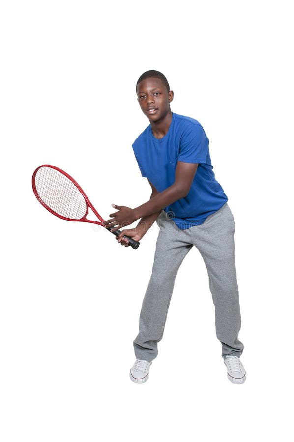 Black Teenager Playing Tennis Stock Image - Image of courts, american ...