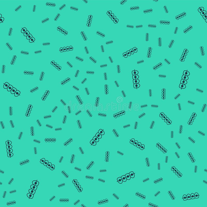 Black Teeth with Braces Icon Isolated Seamless Pattern on Green ...