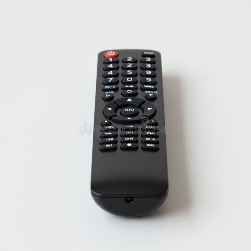 A Black Television Remote Control Rests on a Flat White Surface. it ...