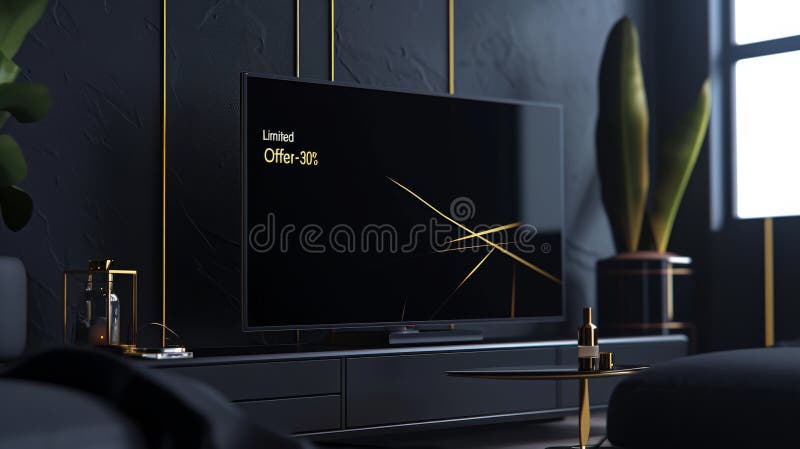 Black television with stock image. Image of promotion - 360412025