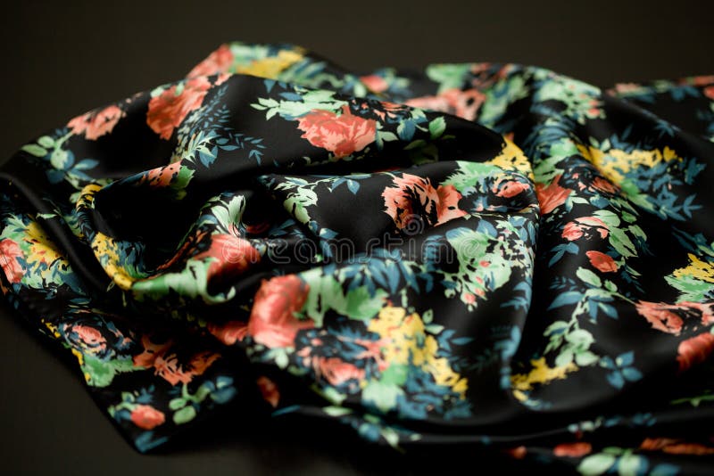 Black Tender Colored Textile, Elegance Rippled Material Stock Photo ...