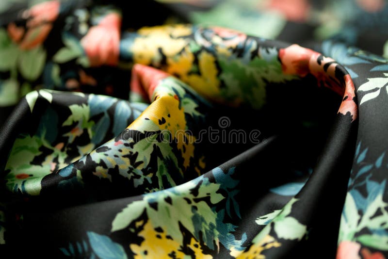 Black Tender Colored Textile, Elegance Rippled Material Stock Image ...