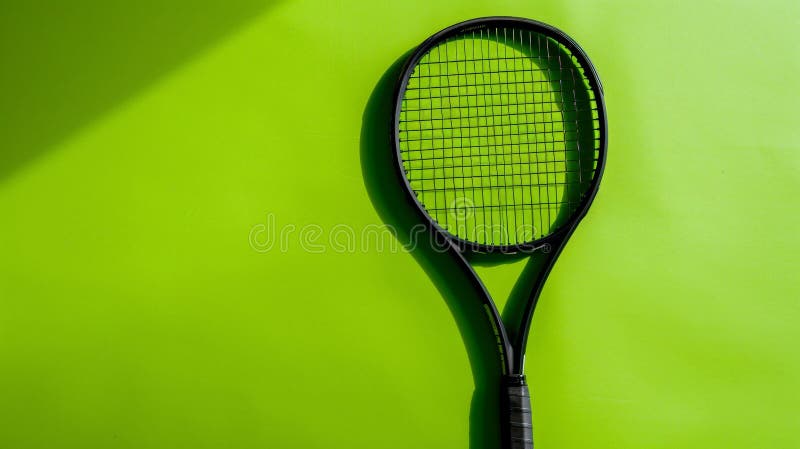 Black Tennis Racket on Green Background Stock Illustration ...