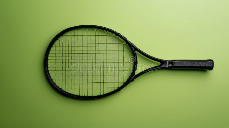 Black Tennis Racket on Green Background Stock Illustration ...