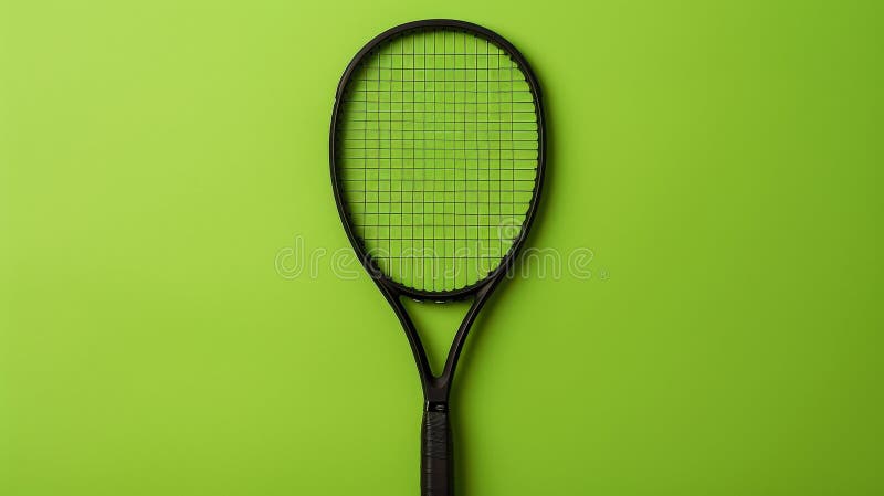 Black Tennis Racquet on Green Background Stock Illustration ...