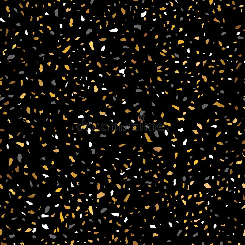 Black Terrazzo Texture Seamless Pattern Design with Gold Stones Stock ...
