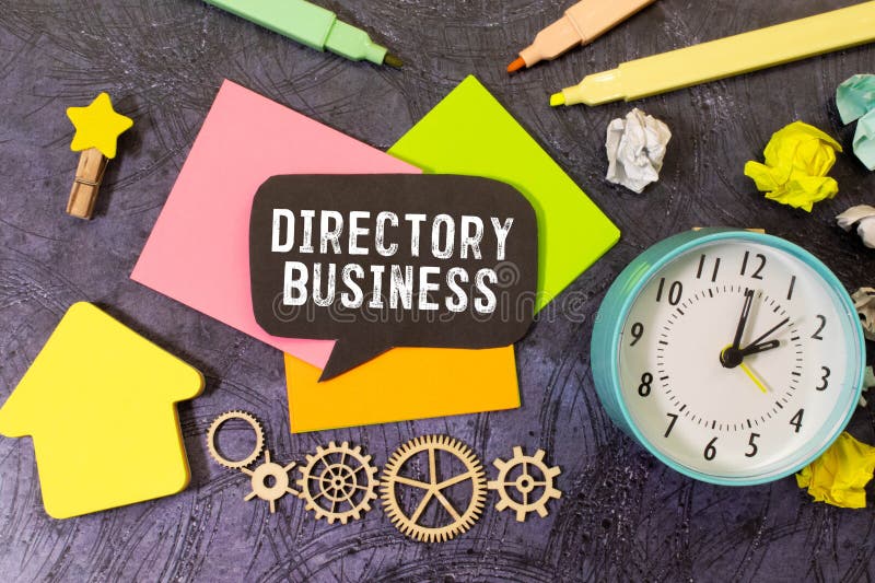 Black Text Overlay and Directory Business Lettering Stock Photo - Image ...