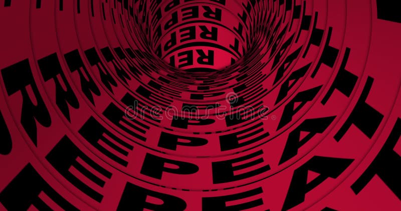 Black Text Repeat Animated on Red Background. Word Repeat Loop 4K ...