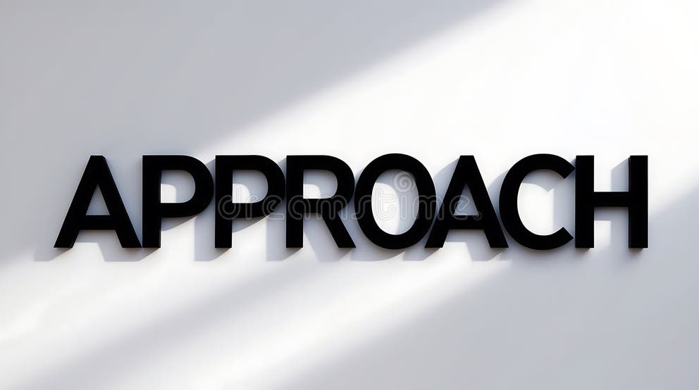 Black Text Spelling APPROACH Cast in Shadow on a Plain Background with ...