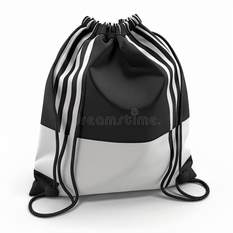 Black Textile Backpack Mockup with White Inserts and Ties on Top Stock ...
