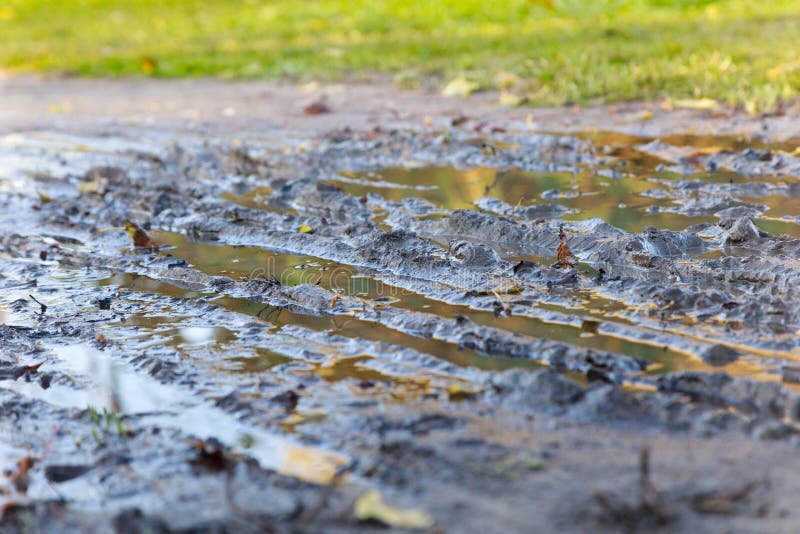 Black Texture of Mud with Water on the Road Stock Image - Image of ...